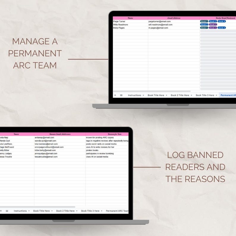 ARC Reader Tracker Spreadsheet, Author ARC Team Manager (digital ...