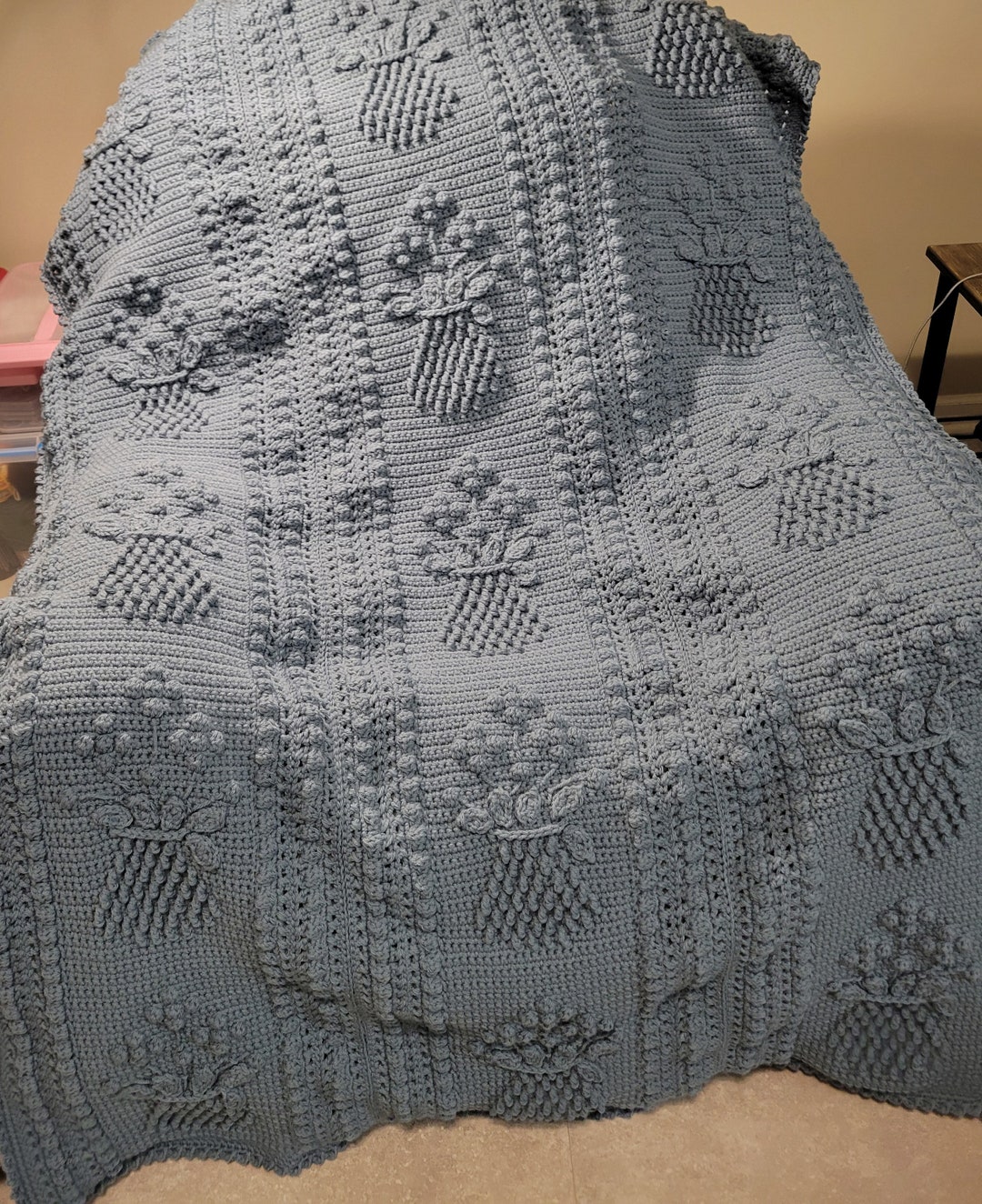 Florist Afghan Flowers in A Vase Handmade, Crocheted Gift, Anniversary ...