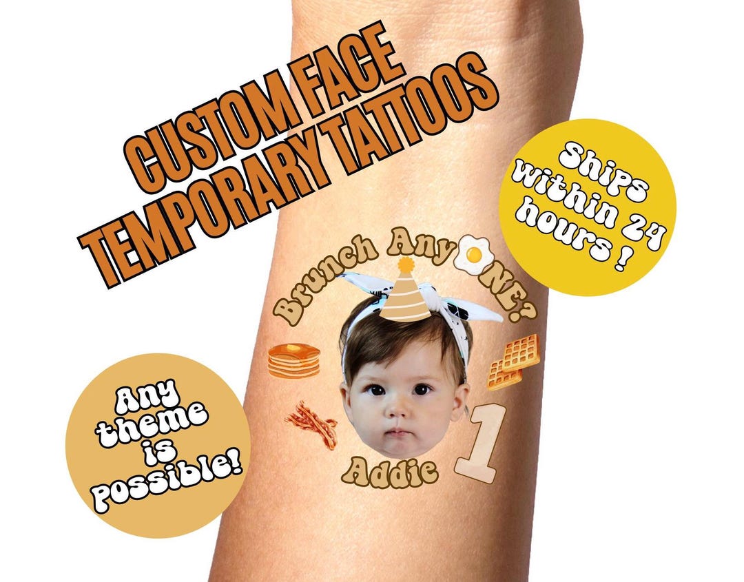 Breakfast Birthday Custom Temporary Tattoos , Kids Brunch Anyone Theme ...