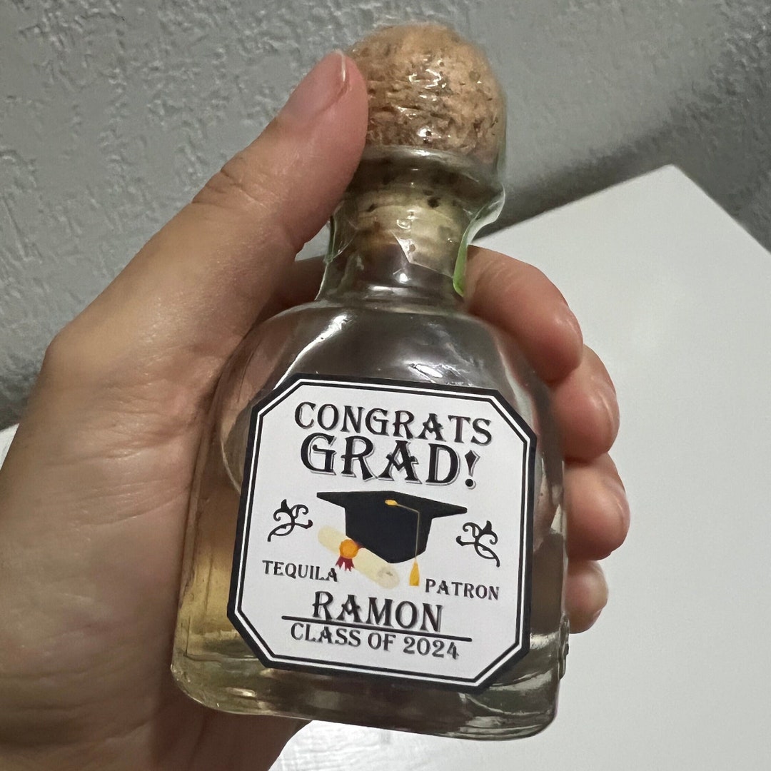 Mini Tequila Custom Label 50ml, Graduation Label, Grad Gift, Mini Shot ...