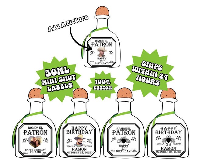 Custom Patron Label, Liquor Label, Birthday Bottle Labels, Groomsmen ...