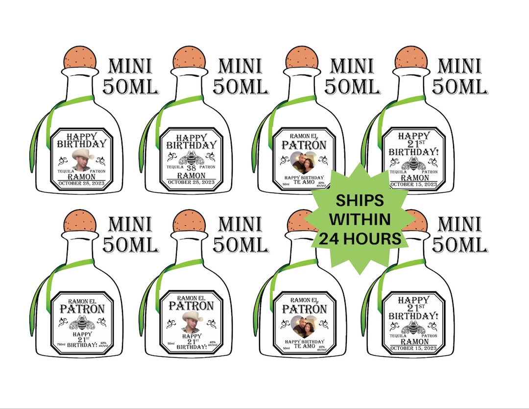 Mini Patron Tequila Custom Label 50ML, Birthday Gift, Groomsmen Gift ...