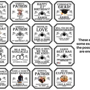 Custom Patron Label, Liquor Label, Birthday Bottle Labels, Groomsmen ...
