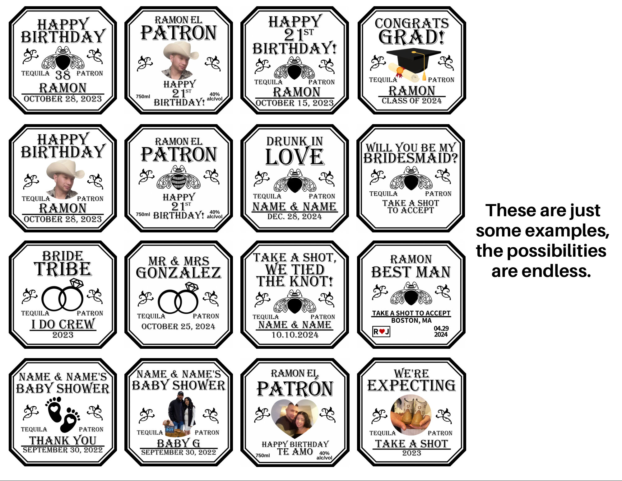 Custom Patron Label, Liquor Label, Graduation Bottle Labels, Grad Gift ...