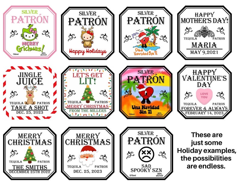 Custom Patron Label, Taylor Custom Label, Merry Swiftmas, Tis the Damn Season, Eras Labels ...