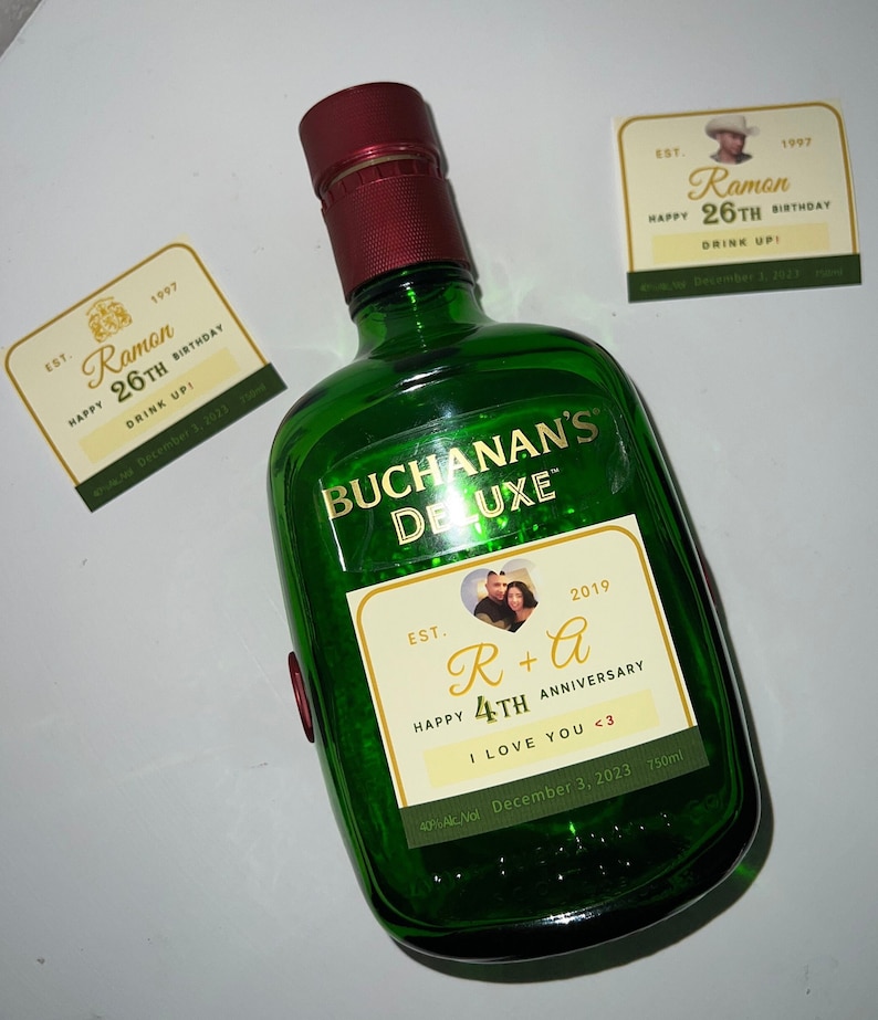 Whiskey Buchanan Bottle Custom Label, Birthday, Liquor Label, Gift for ...