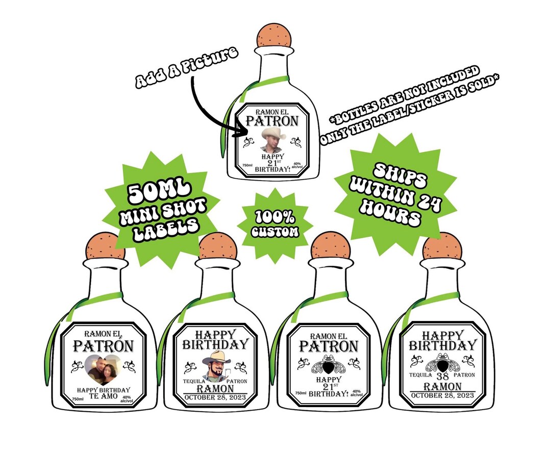 Personalized Mini Patron Tequila Label 50ML, Birthday Gift, Groomsmen ...