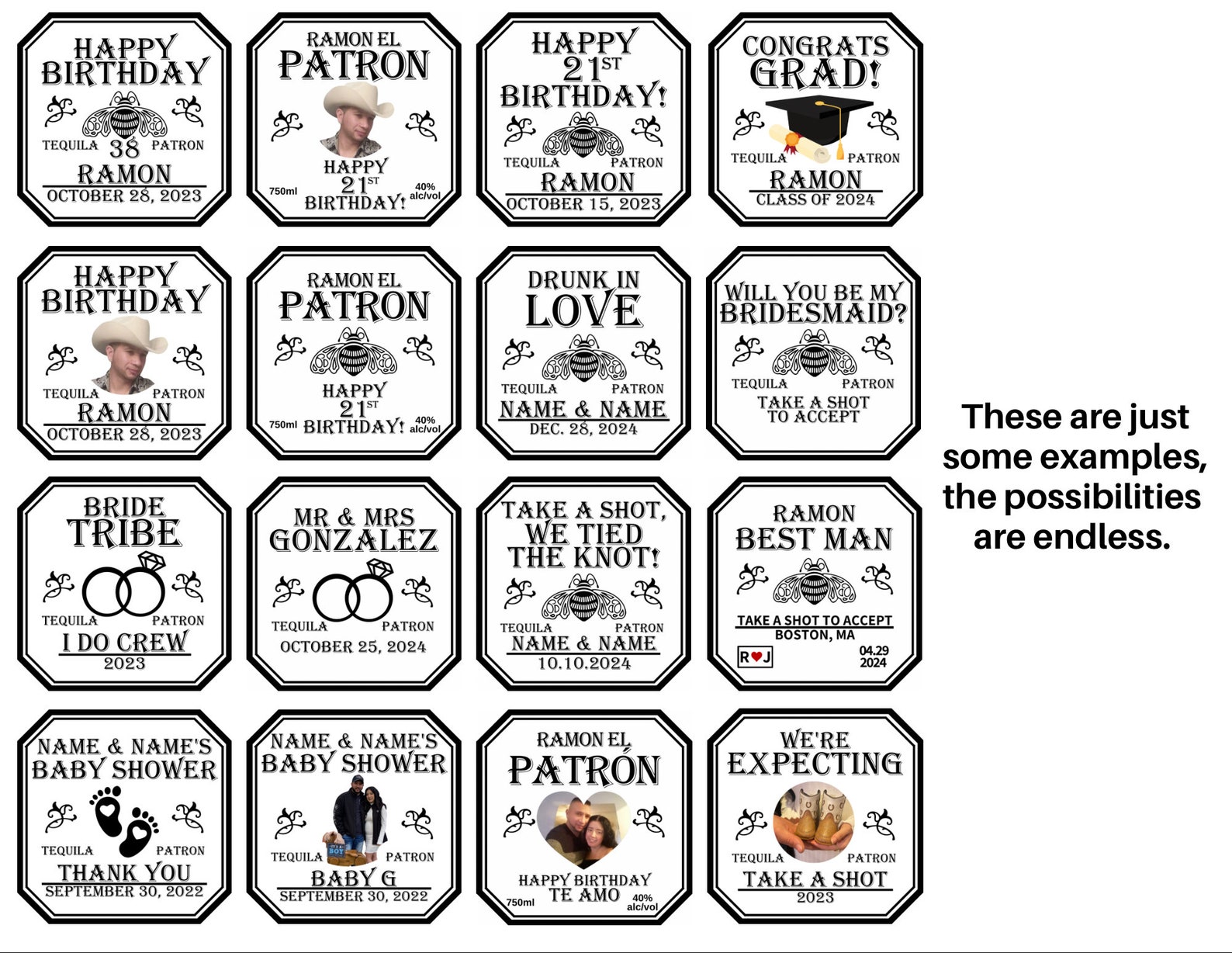 Custom Patron Label, Liquor Label, Graduation Bottle Labels, Grad Gift ...