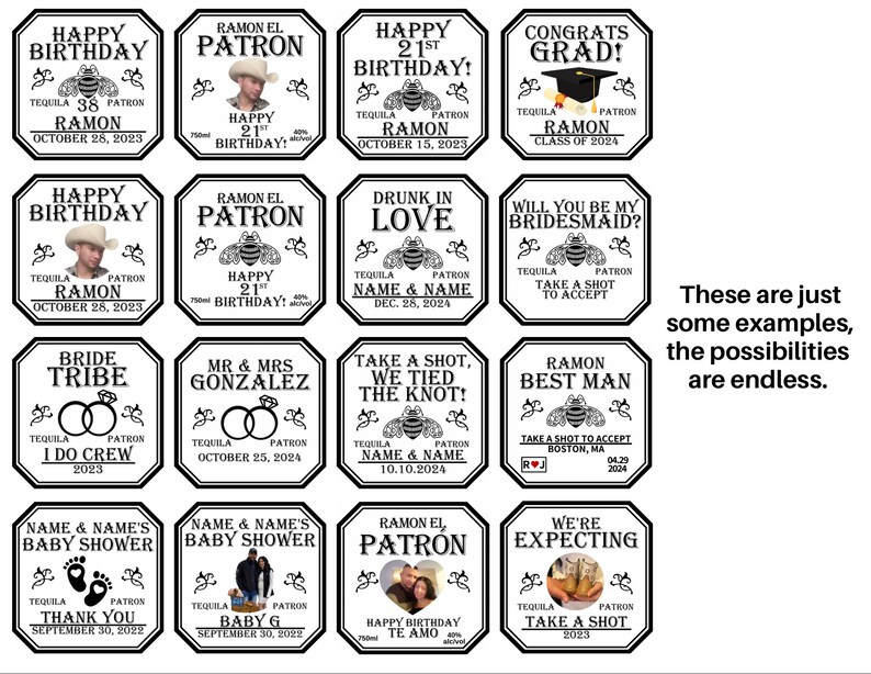 Custom Patron Label, Liquor Label, Graduation Bottle Labels, Grad Gift ...