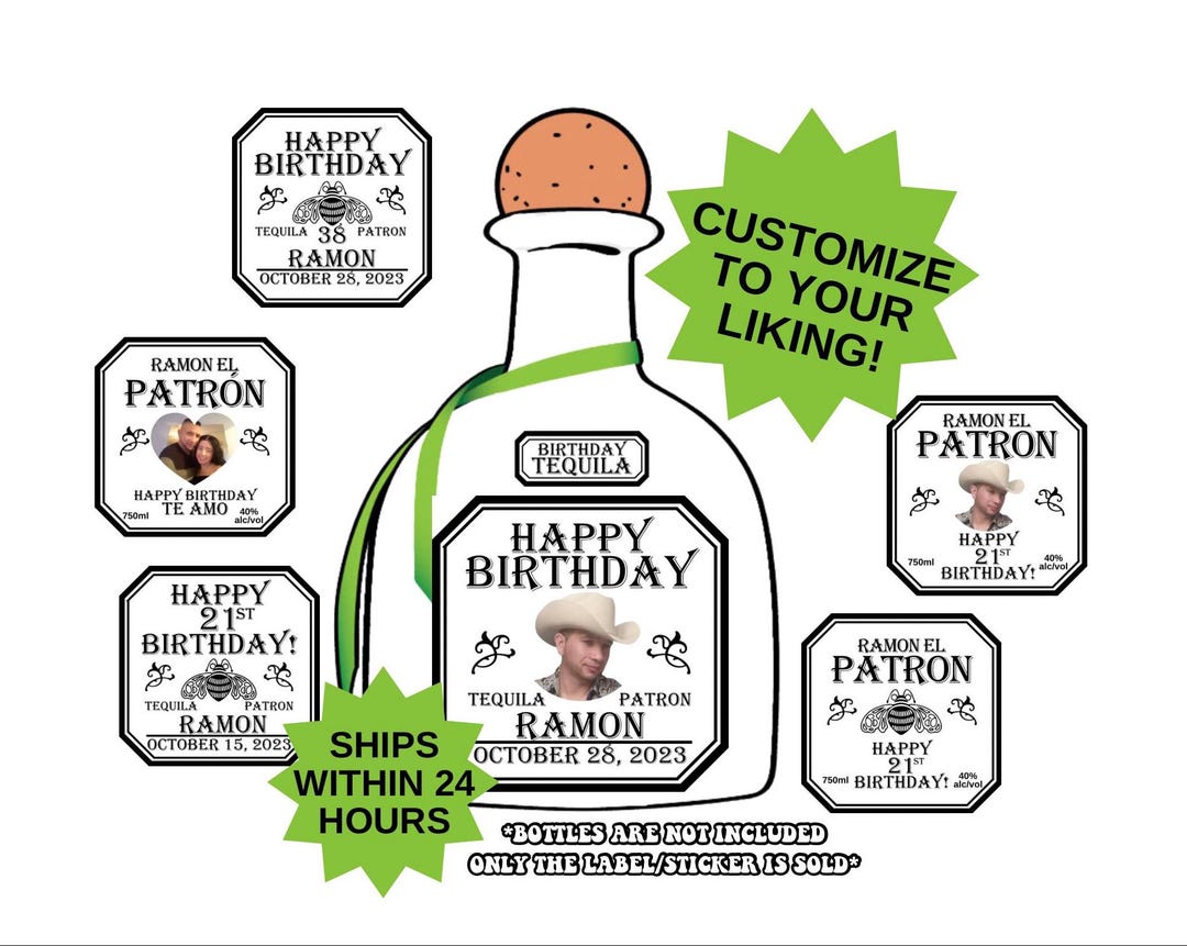 Custom Patron Label, Liquor Label, 21st Birthday Labels, Groomsman Gift ...