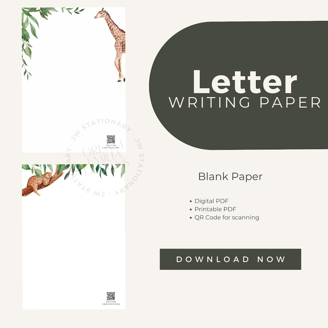 Animal Letter Writing Paper, Blank Stationery (digital Download) - Etsy