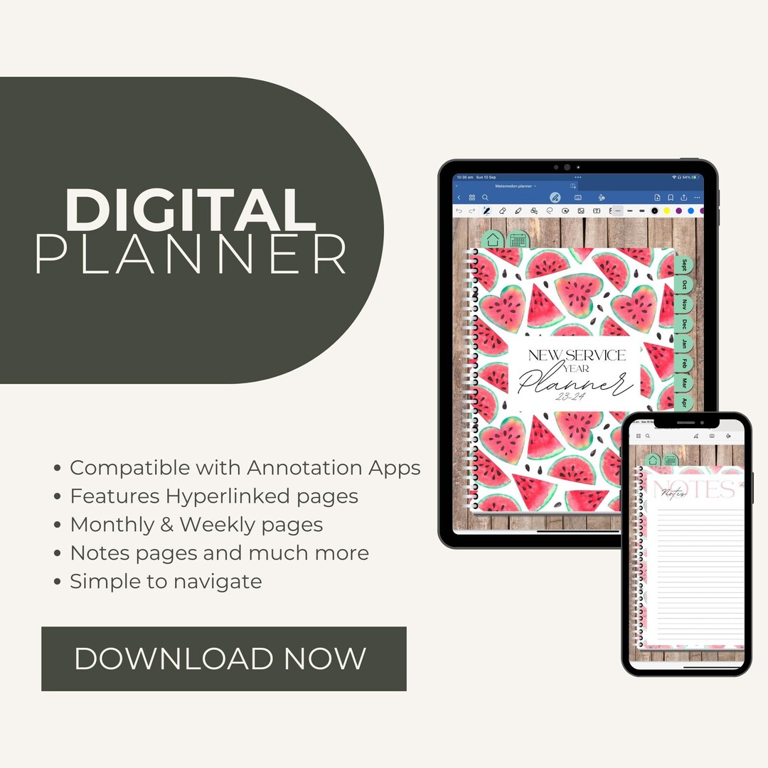 JW Digital Planner, Hyperlinked Watermelon Design (digital Download) - Etsy