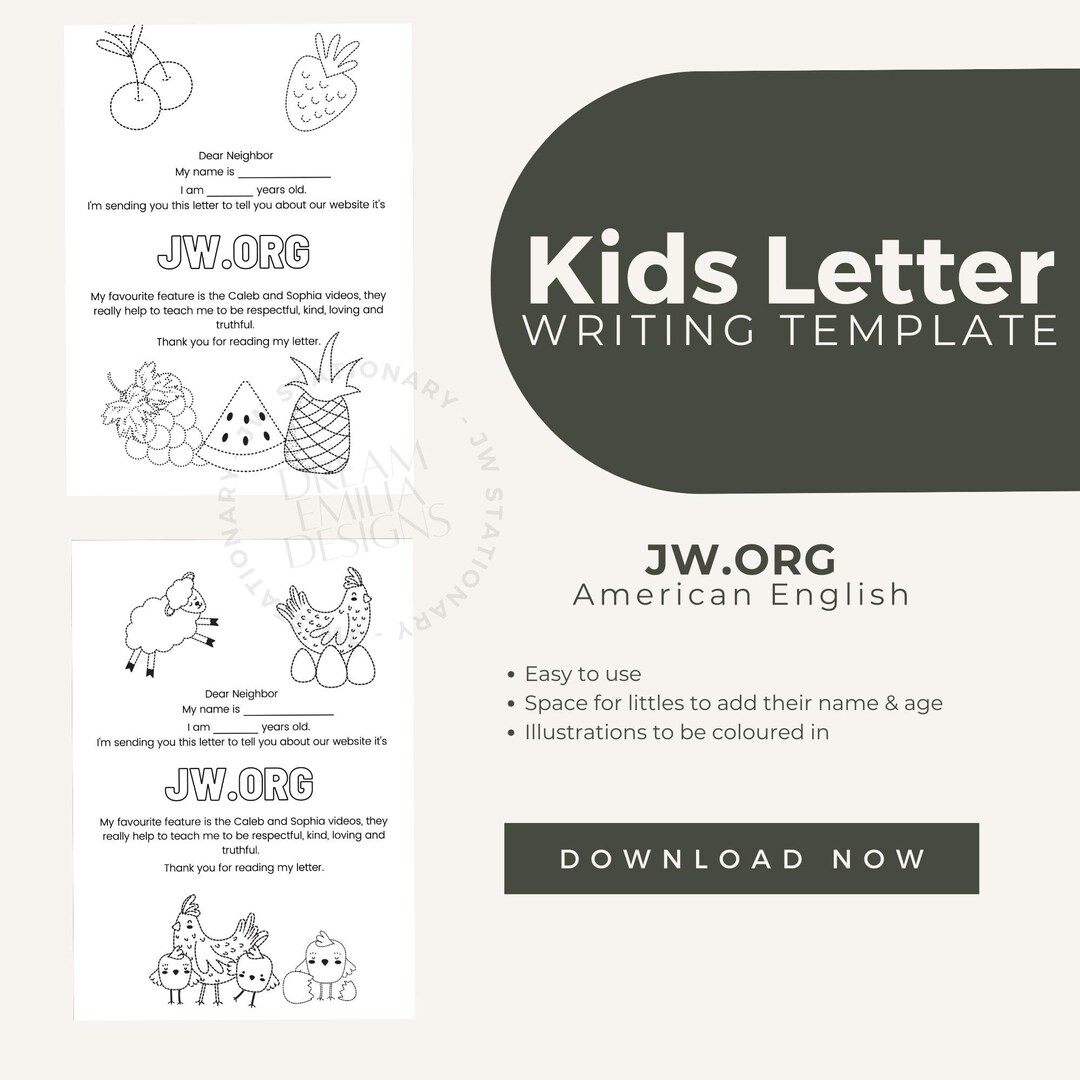 JW Kids Letter Writing Paper, Coloring Page (digital Download) - Etsy