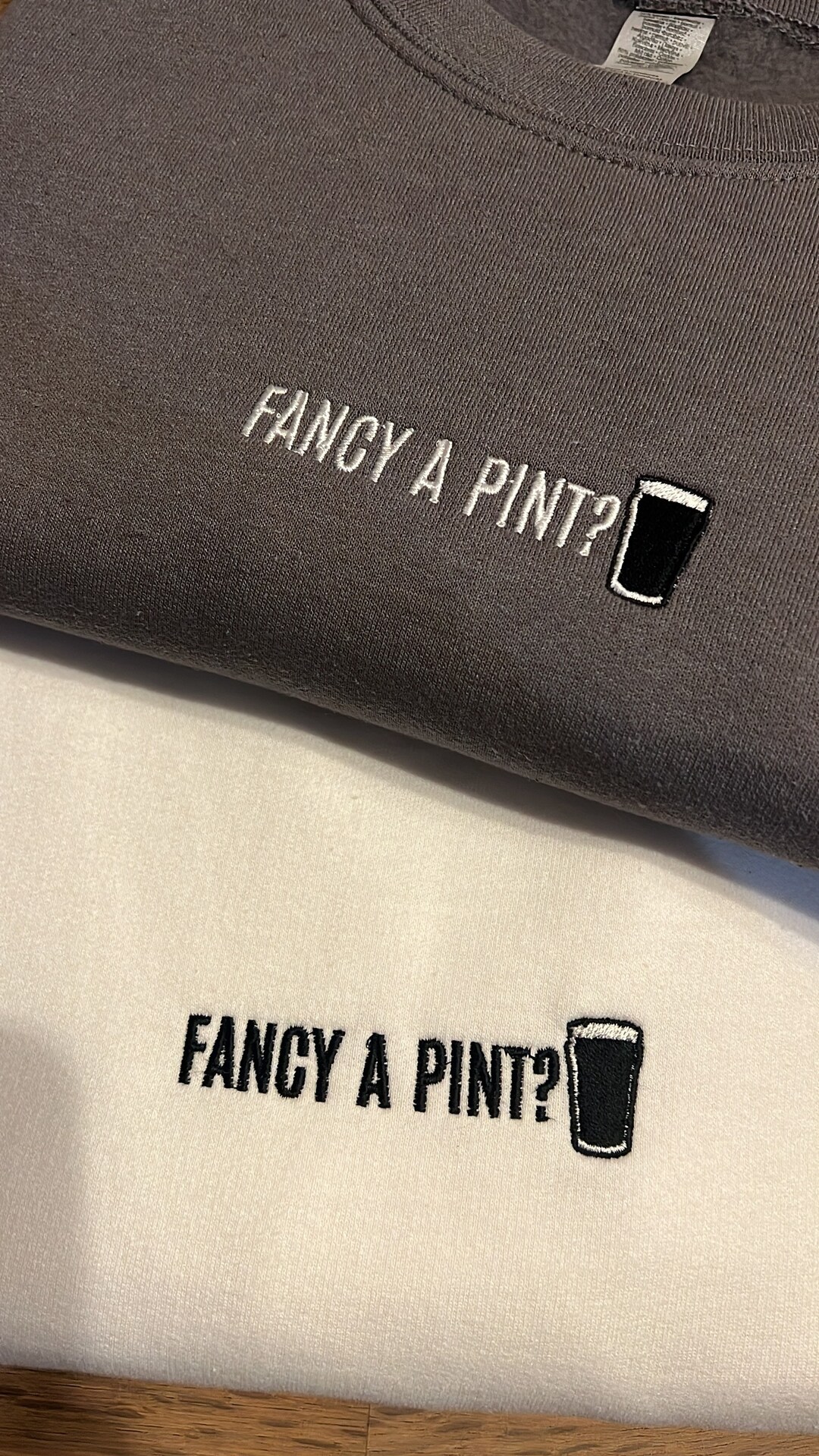 FANCY A PINT? Embroidered Sweatshirt - Etsy UK