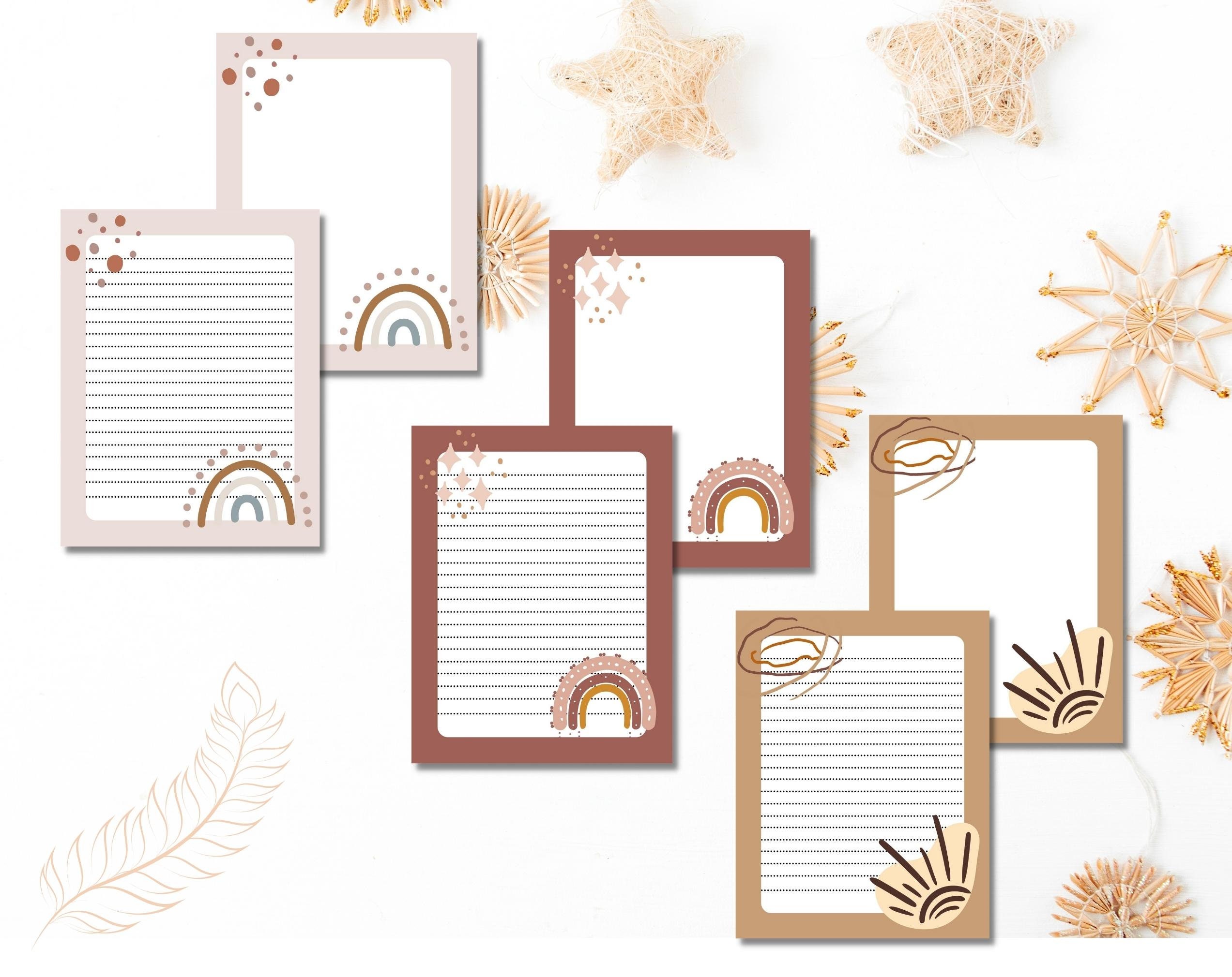 Boho Printable Stationary Paper, Lined and Unlined, Instant Digital ...