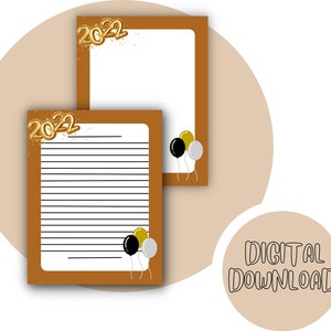 New Years 2022 Printable Instant Download Set, Stationary Set of 6 ...