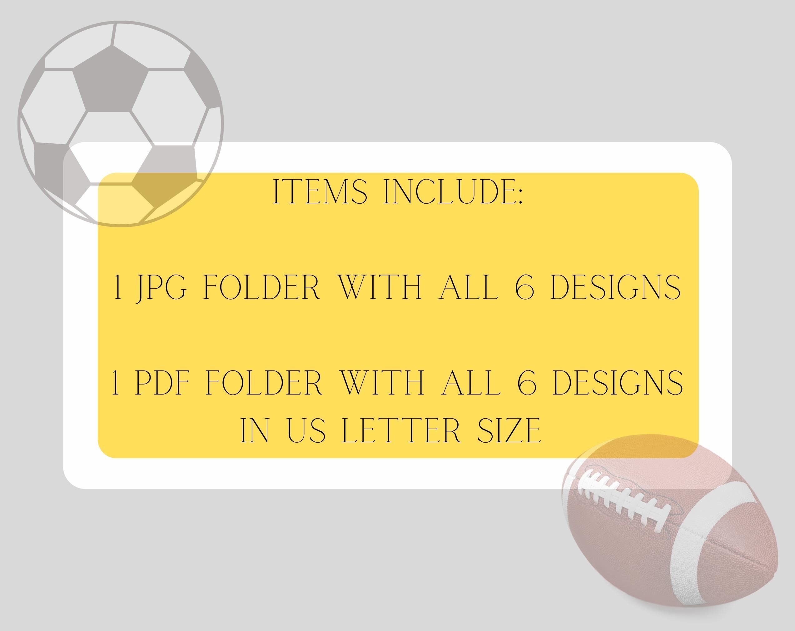 Sport Printable Stationary Set, Football/ Soccer/ Basketball, 6 ...