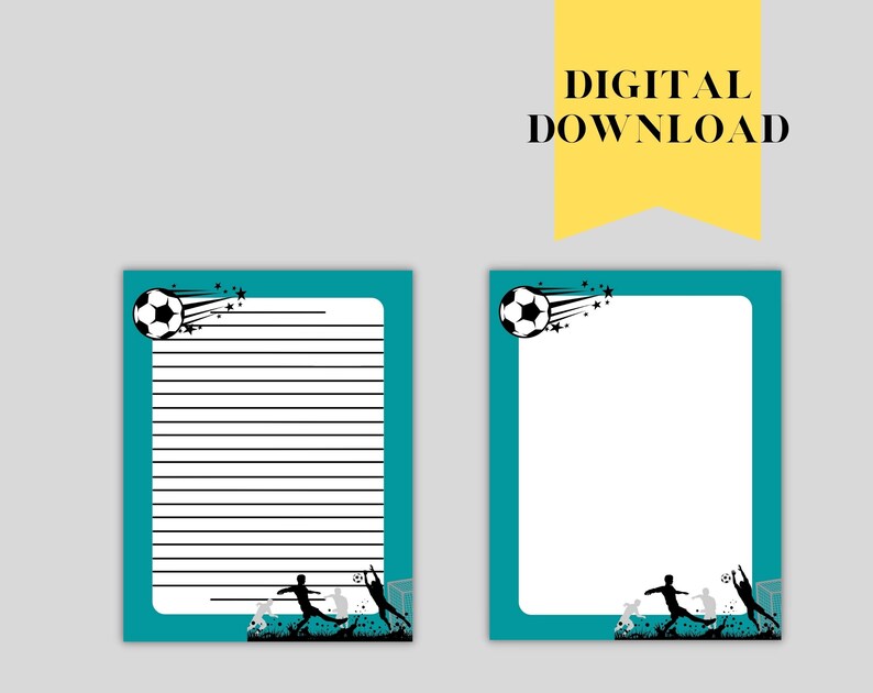 Sport Printable Stationary Set, Football/ Soccer/ Basketball, 6 ...