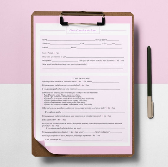 Client Consultation Form Editable Digital Esthetician Client - Etsy