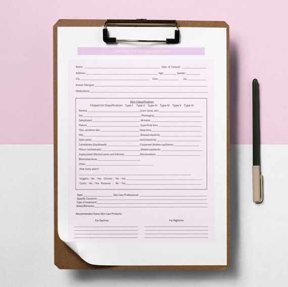 Client Skin Analysis/evaluation Form Editable Digital - Etsy