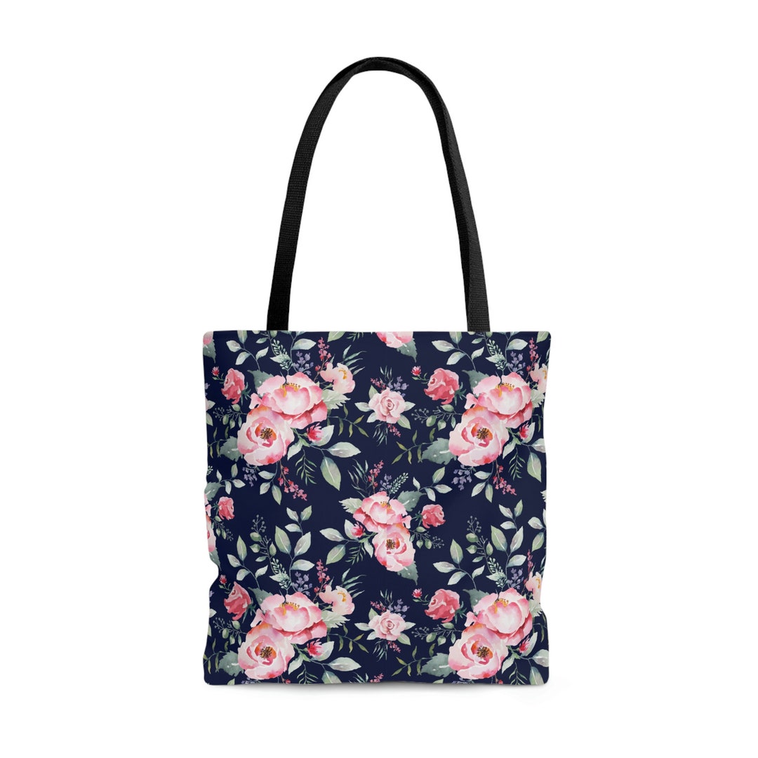 Floral Tote Bag: Pink Flower Print, Shopping, Beach, Overnight Bag - Etsy