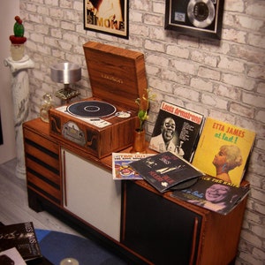 1:12 Miniature Turntable, Music Record Player, Authentic Reproduction ...