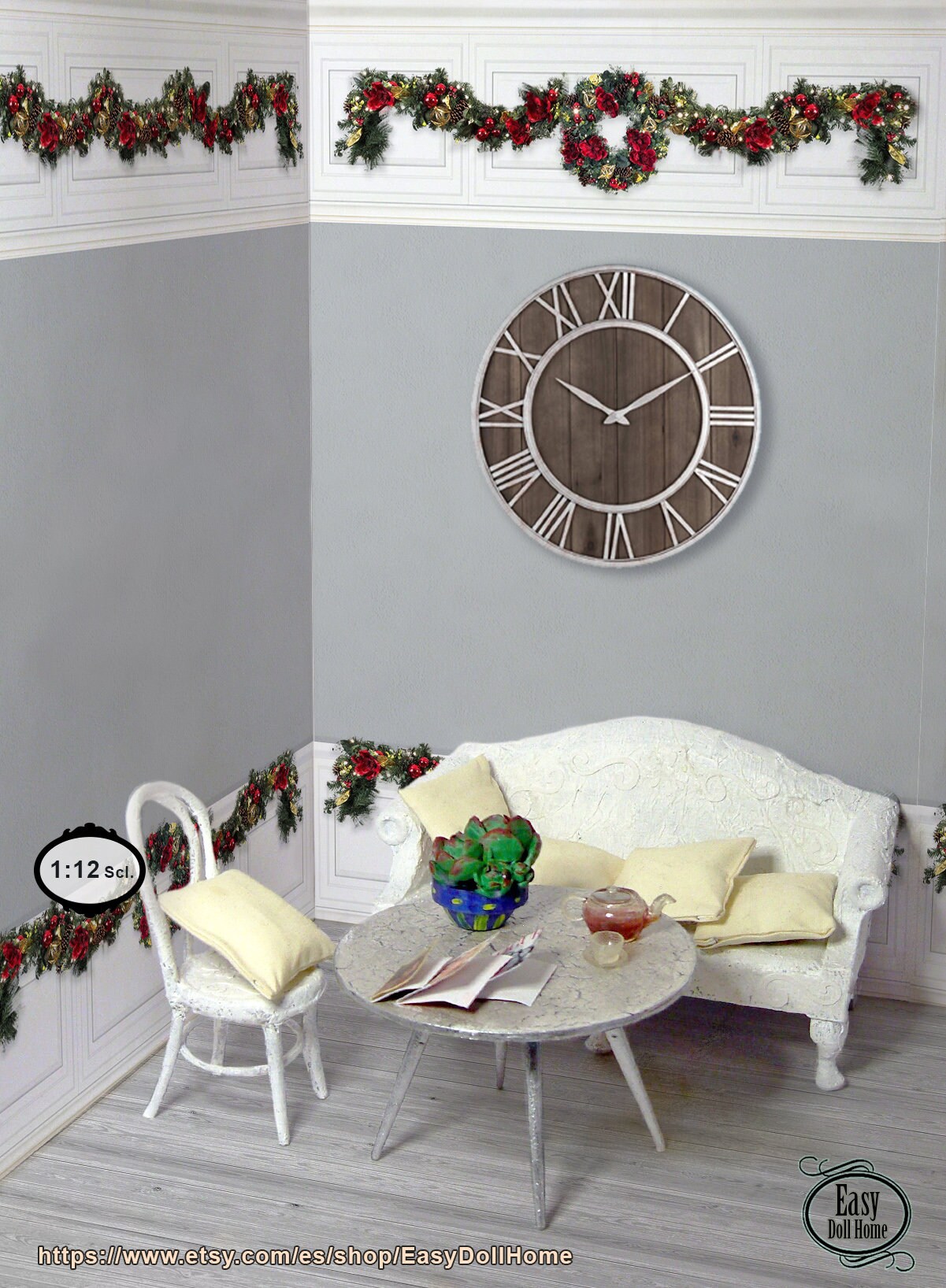 1:12 Scale, 3 Dollhouse Wallpapers, With or Without Christmas ...