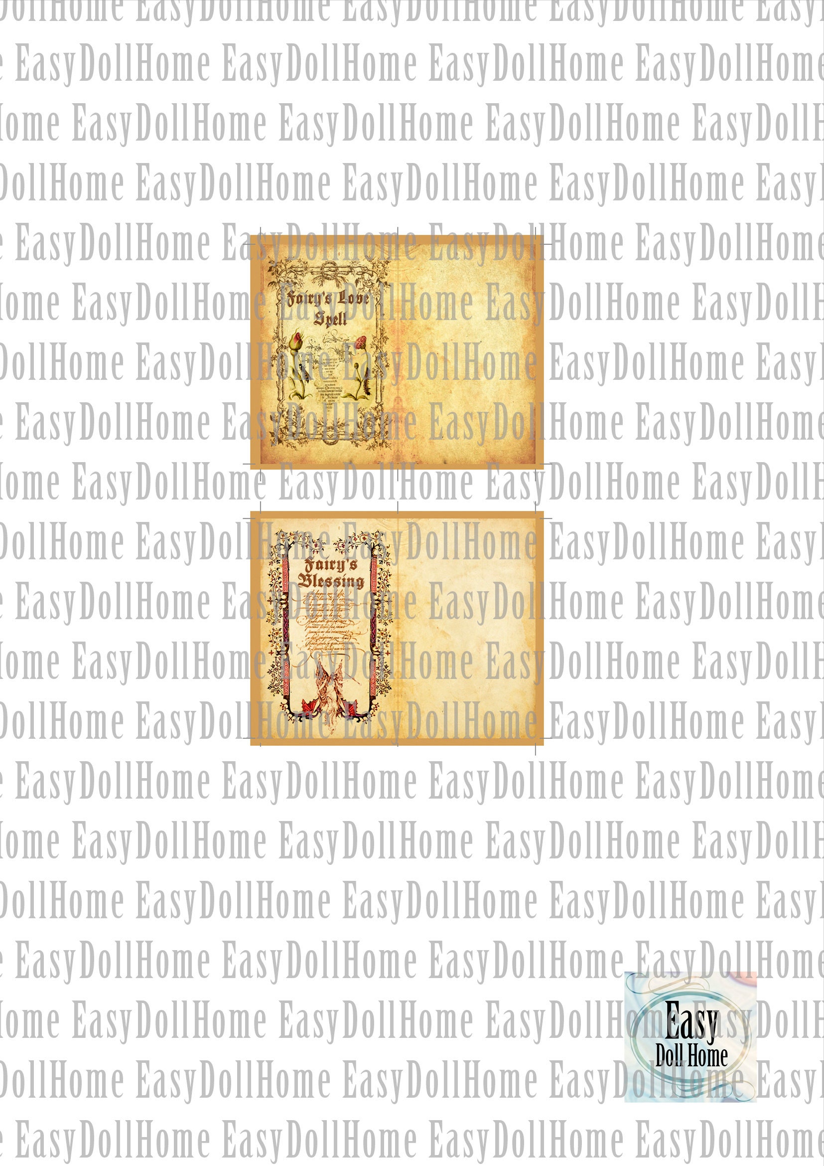 1:6 Printable Two Miniatures Magic Scrolls, FAIRYS Love Spell ...
