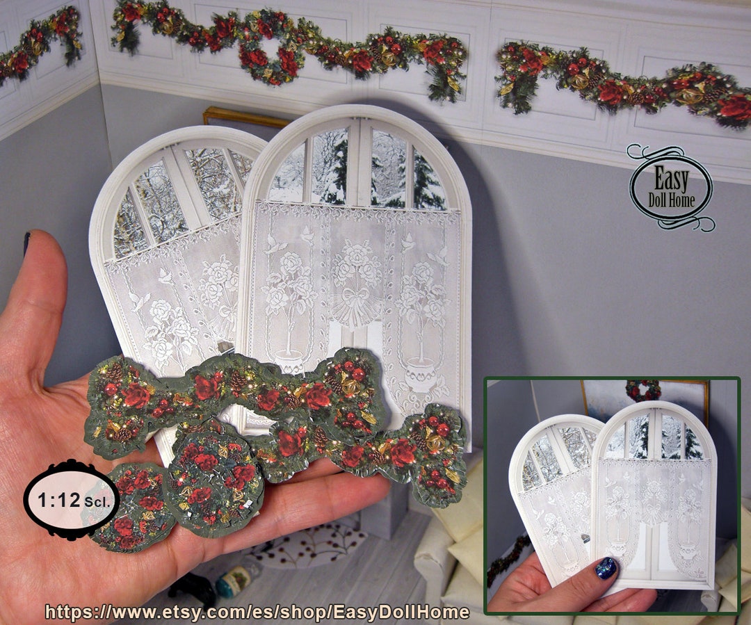 1:12 Scale Dollhouse Winter Windows, Christmas Decoration (printable ...
