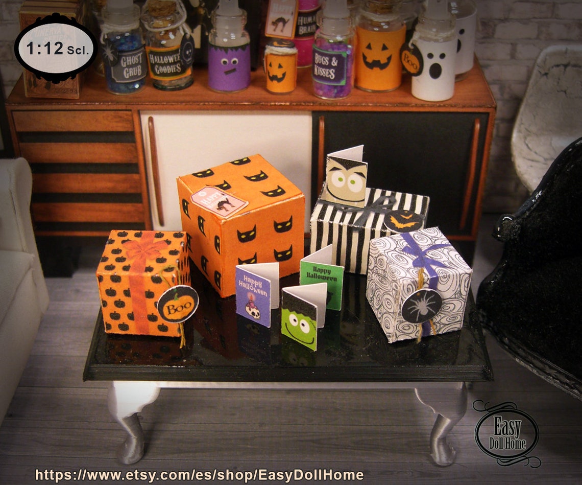 1:12 Miniature Halloween Gifts With Decorative Labels for the - Etsy