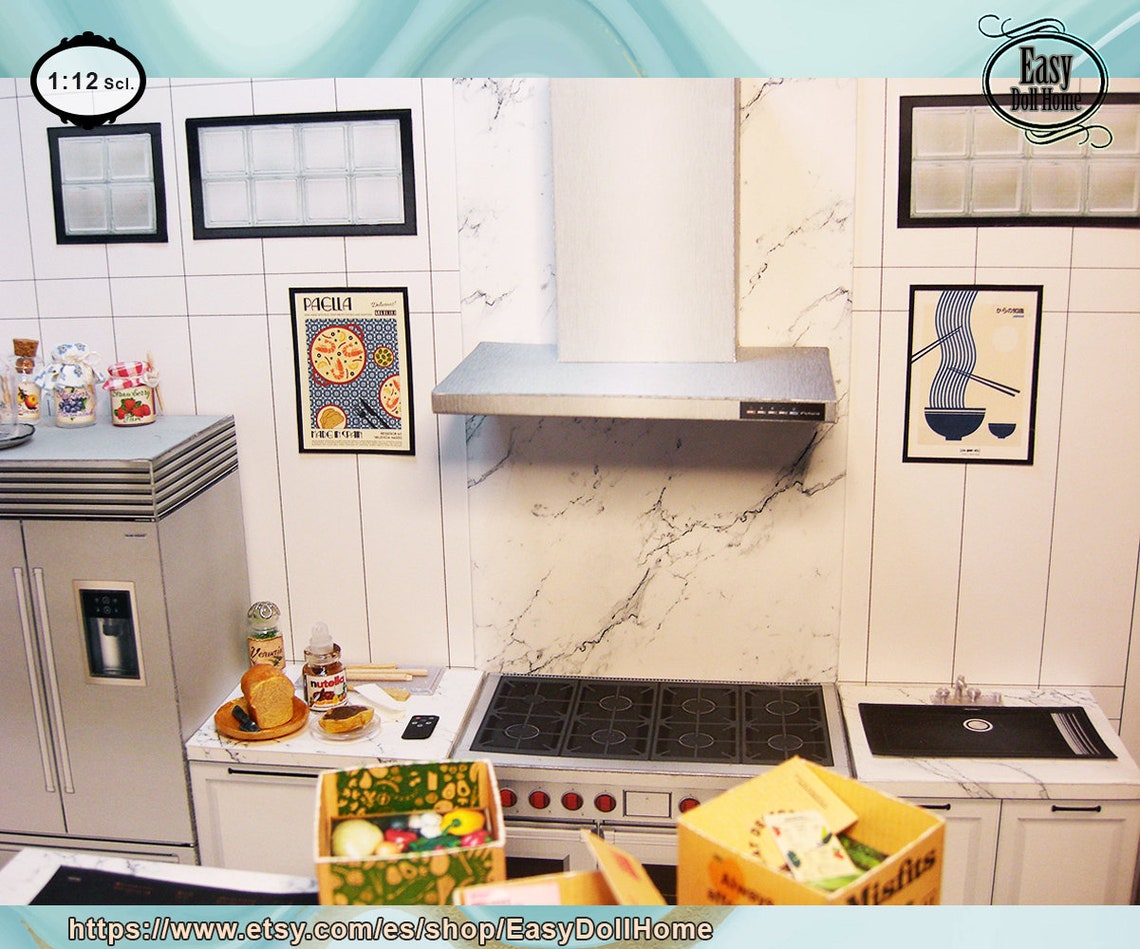 1:12 Scale, 5 Miniature Kitchen Pictures, the Limons One Have Volumen ...