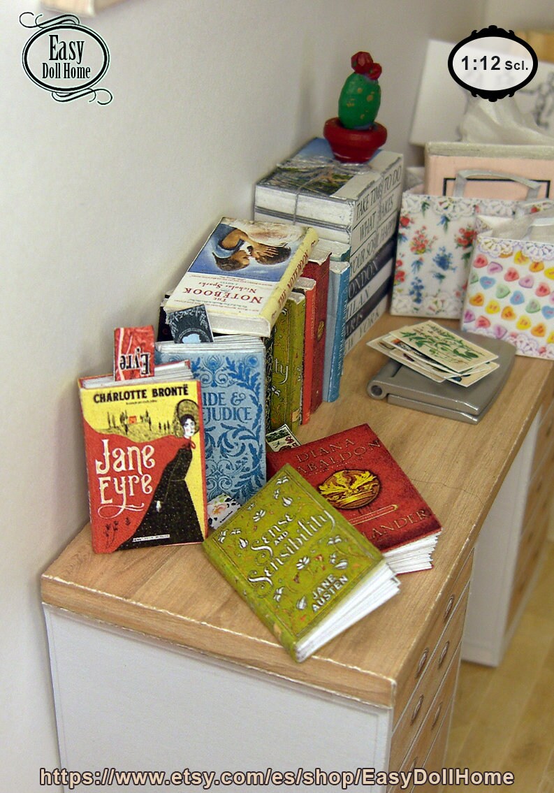 1:12 Scale, Jane Eyre, Miniature Illustrated Book, Dollhouse, Charlotte ...