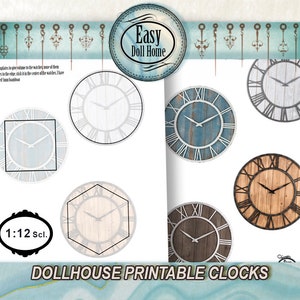 1:12 Scale Miniature Clocks, Modern Dollhouse DIY (printable Digital ...