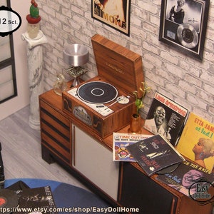 1:12 Miniature Turntable, Music Record Player, Authentic Reproduction ...