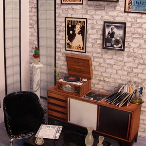 1:12 Miniature Turntable, Music Record Player, Authentic Reproduction ...