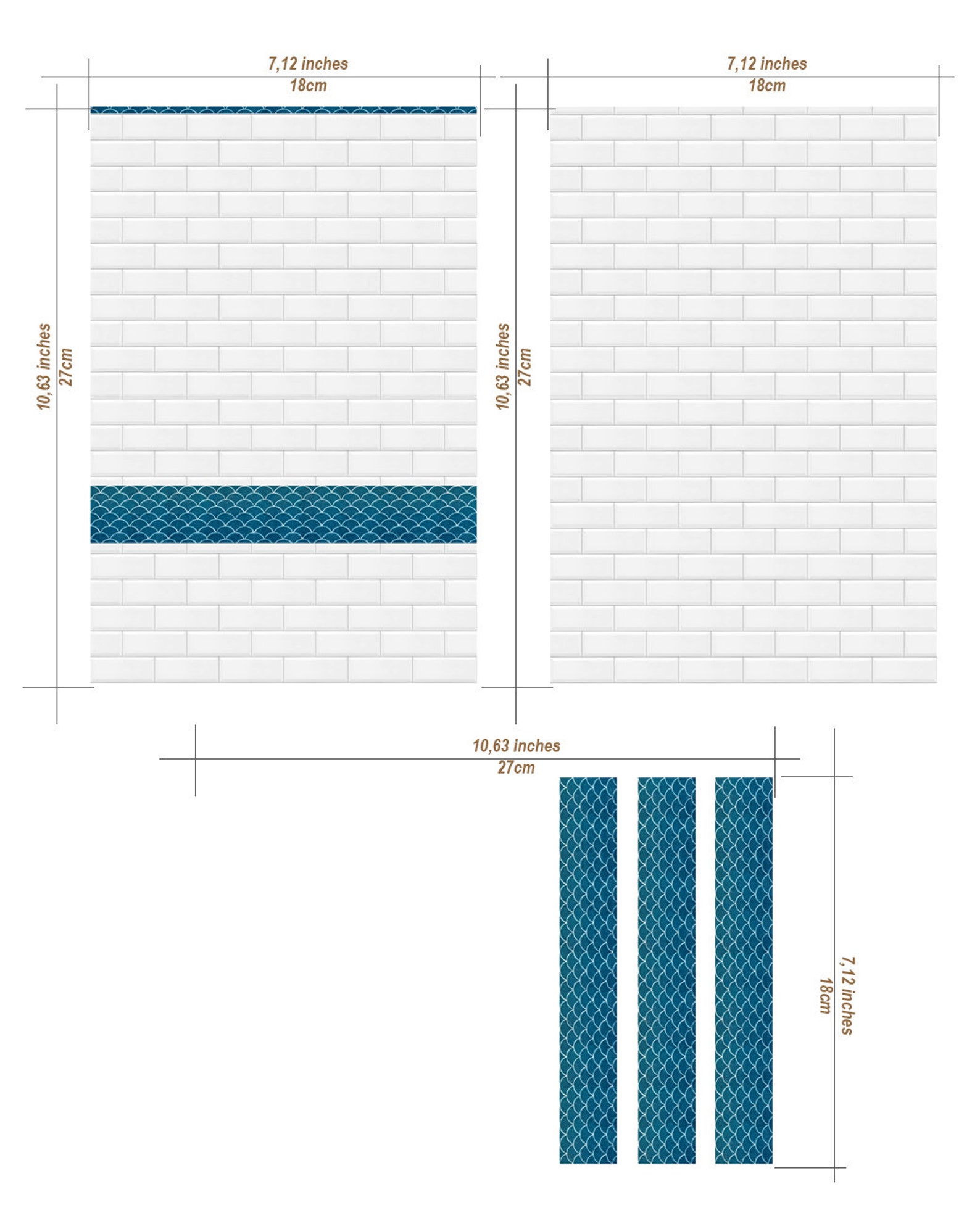 1:12 Scale, 3 Dollhouse Wallpaper, Turquoise Sea Inspiration, Modern ...