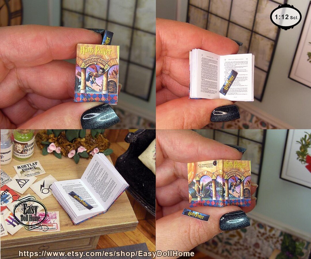 1:12 Scale, Miniature Book and Bookmark, Hogwarts Magic School ...