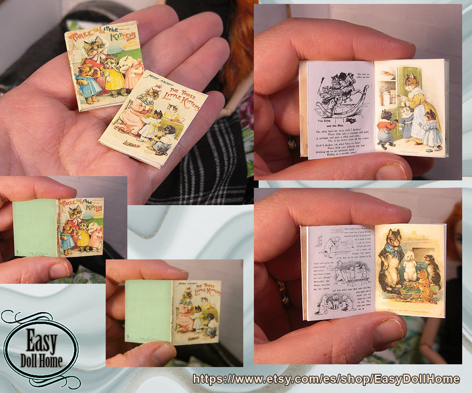 2 Books, 1:6 Miniature Three Little Kittens Vol 1 & 2 ,printable ...