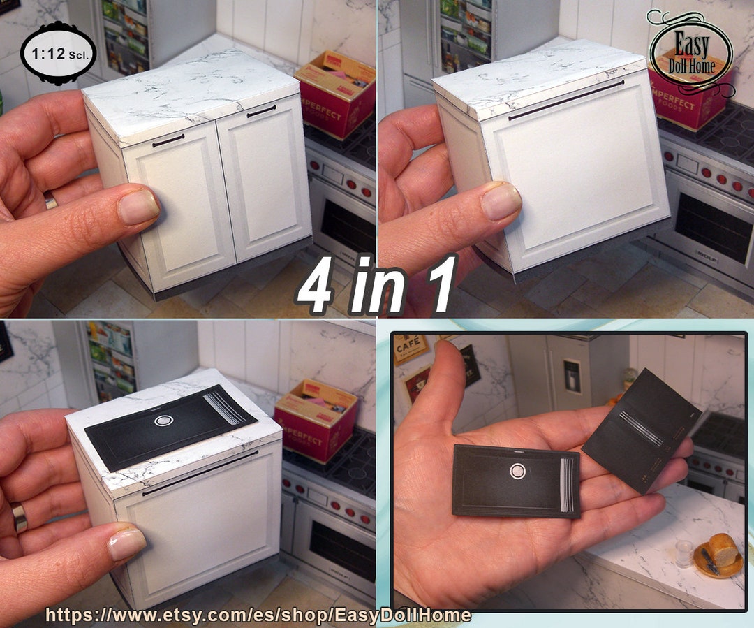 Miniature Kitchen White Cabinets, Many Possibilities, Sink, Cooktop ...