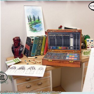 1:12 Miniature Painting Set, With a Case and Sheets With Sketches ...