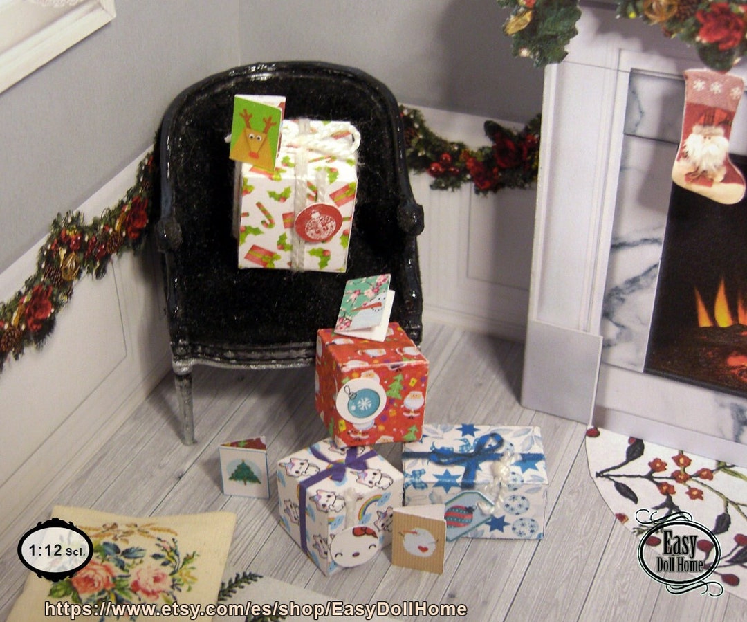 Miniature Christmas Gift Box Set, 1:12 Scale Dollhouse, Printable Cards ...