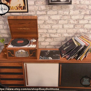 1:12 Miniature Turntable, Music Record Player, Authentic Reproduction ...