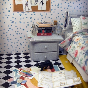 1:12 Miniature Fashion Design Student Set, for Miniature Houses in 1 12 ...