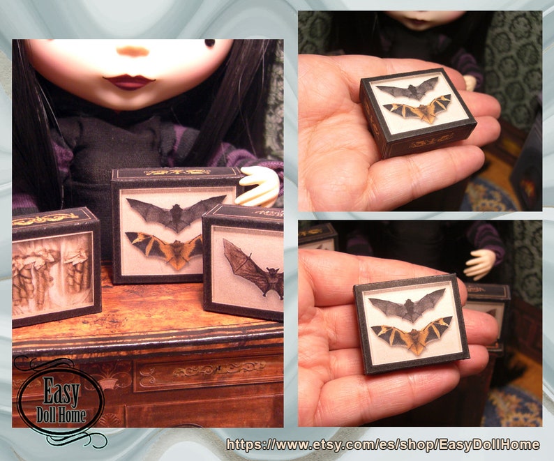 Printable Miniature 1:6 Two Bats Shadow Box. Digital Download. | Etsy