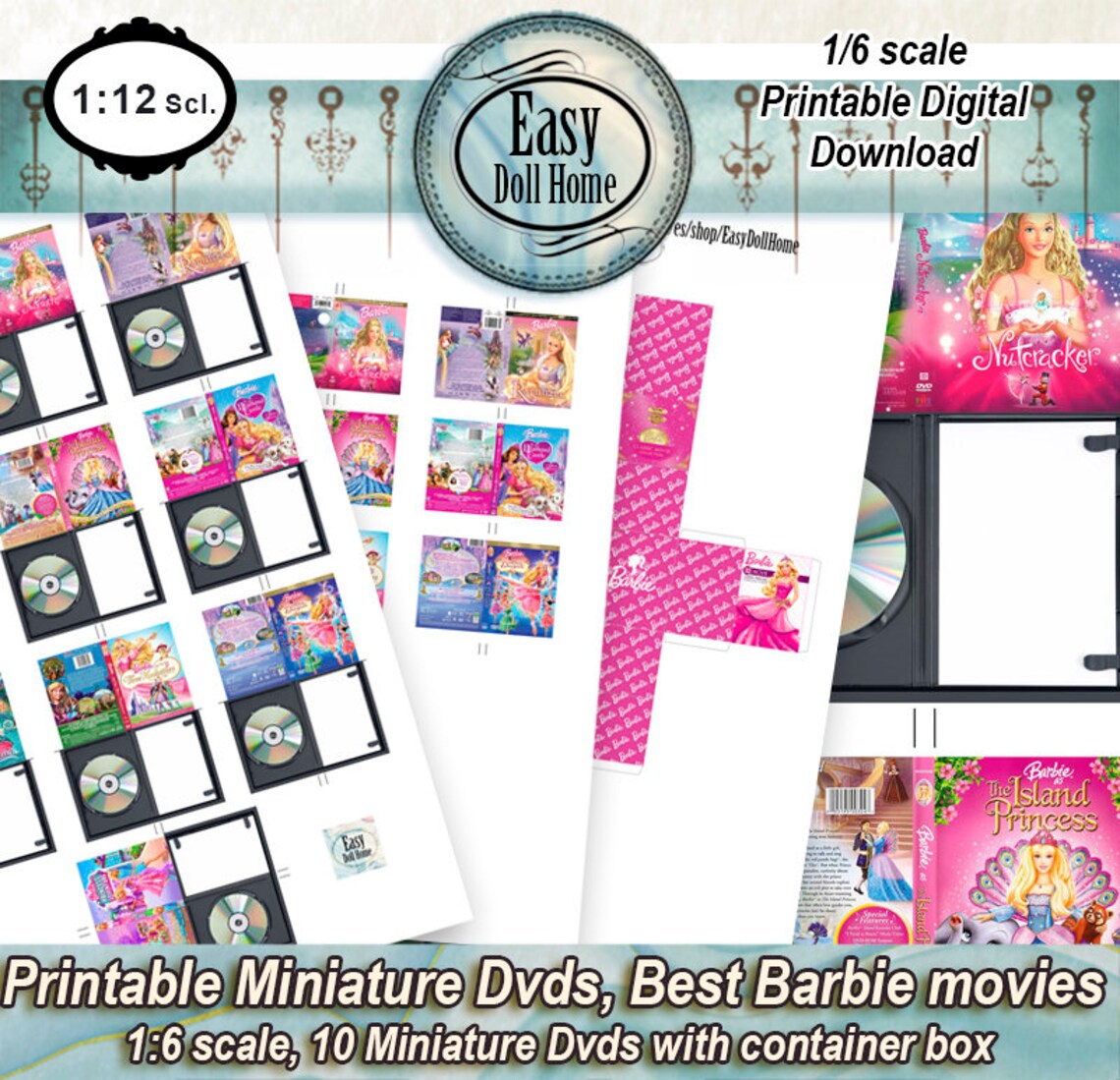 1 6 Miniature Printable Dvds Openable Or Just Covers With Box For