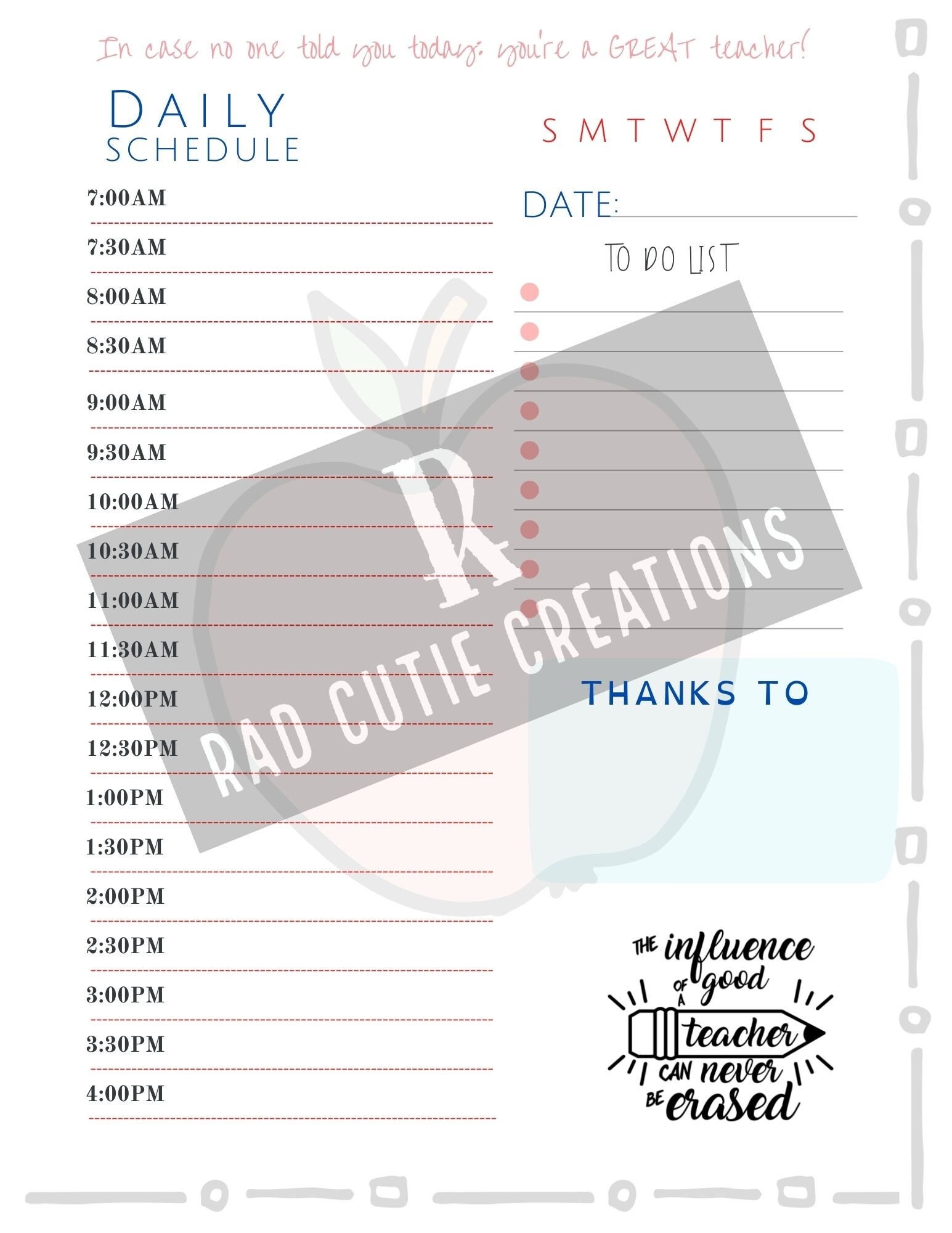Digital-teacher Daily Planner Printable - Etsy