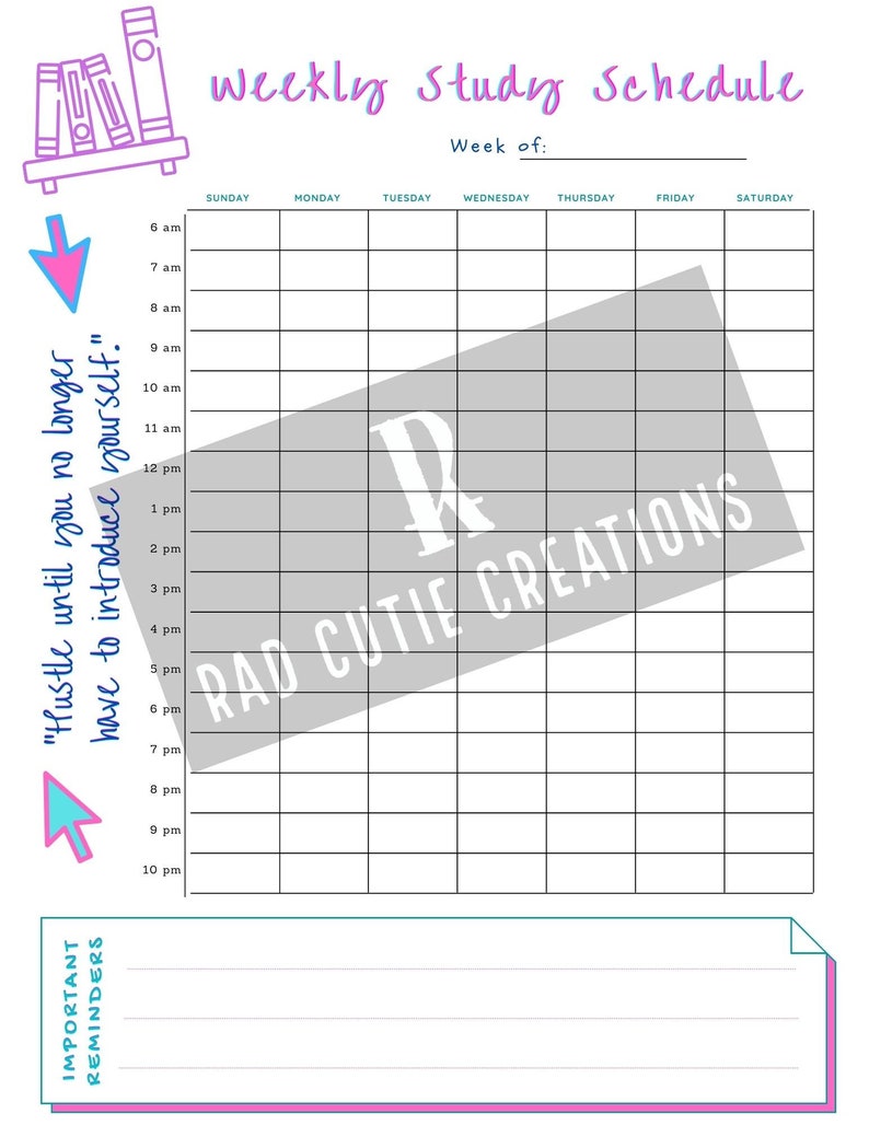 DIGITAL Weekly Study Planner Printable - Etsy
