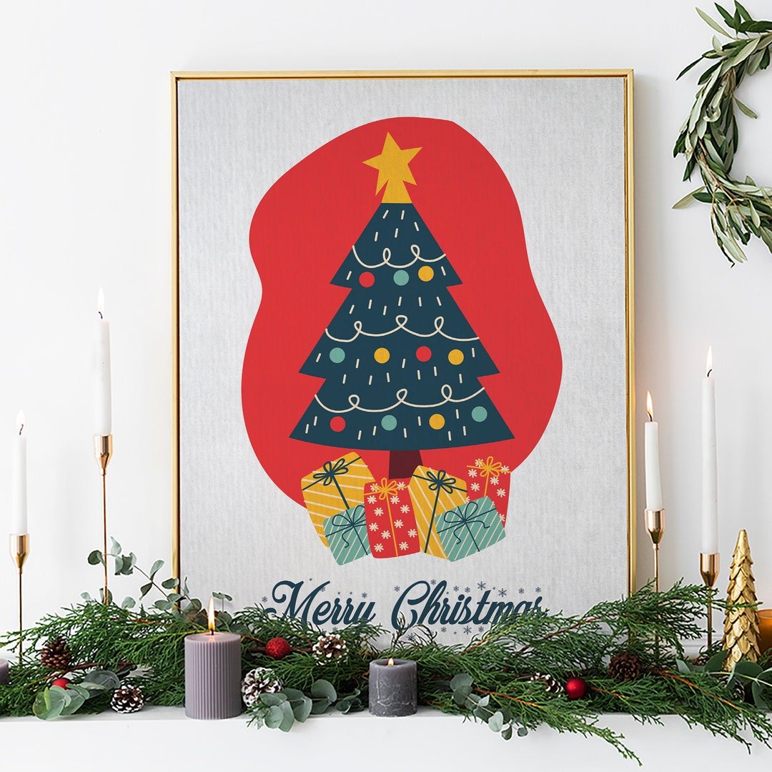 Christmas Tree Poster. Merry Christmas Poster. Digital Printing ...