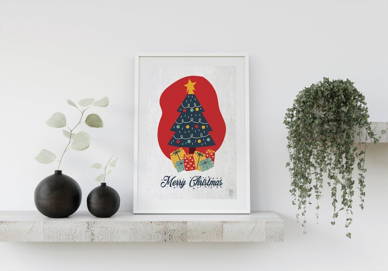 Christmas Tree Poster. Merry Christmas Poster. Digital Printing ...
