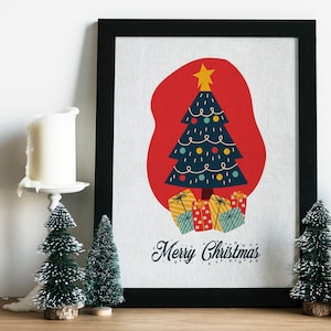 Christmas Tree Poster. Merry Christmas Poster. Digital Printing ...